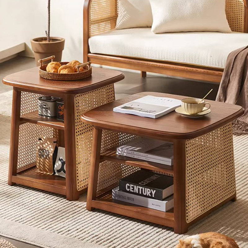 Wood and cane coffee table store